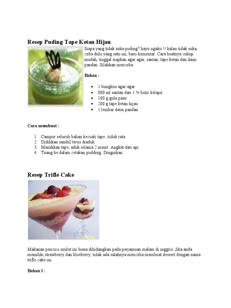 Resep Puding Tape Ketan Hijau | PDF