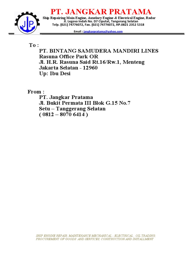 Alamat PT - BSML JP | PDF
