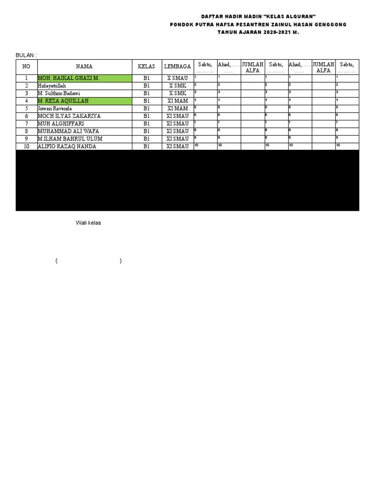FIX ABSEN MADIN ALQURAN 2021. New | PDF