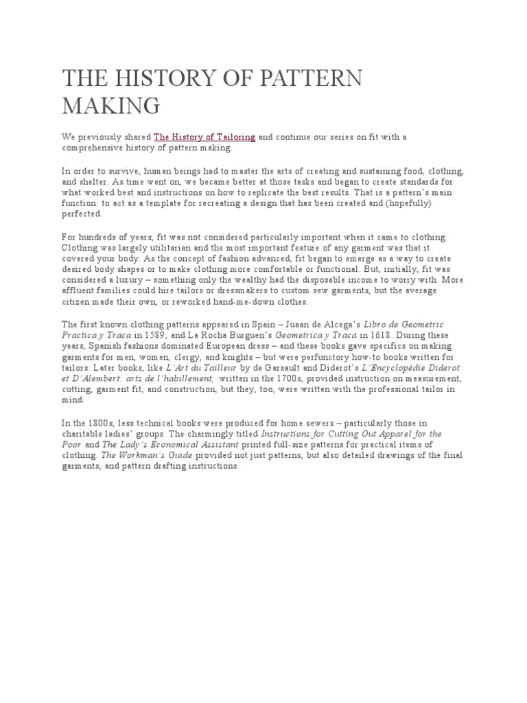 The History of Pattern Making | PDF