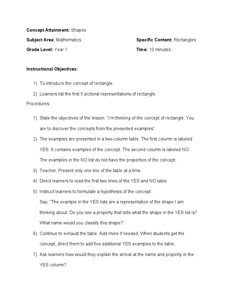Concept Attainment | PDF