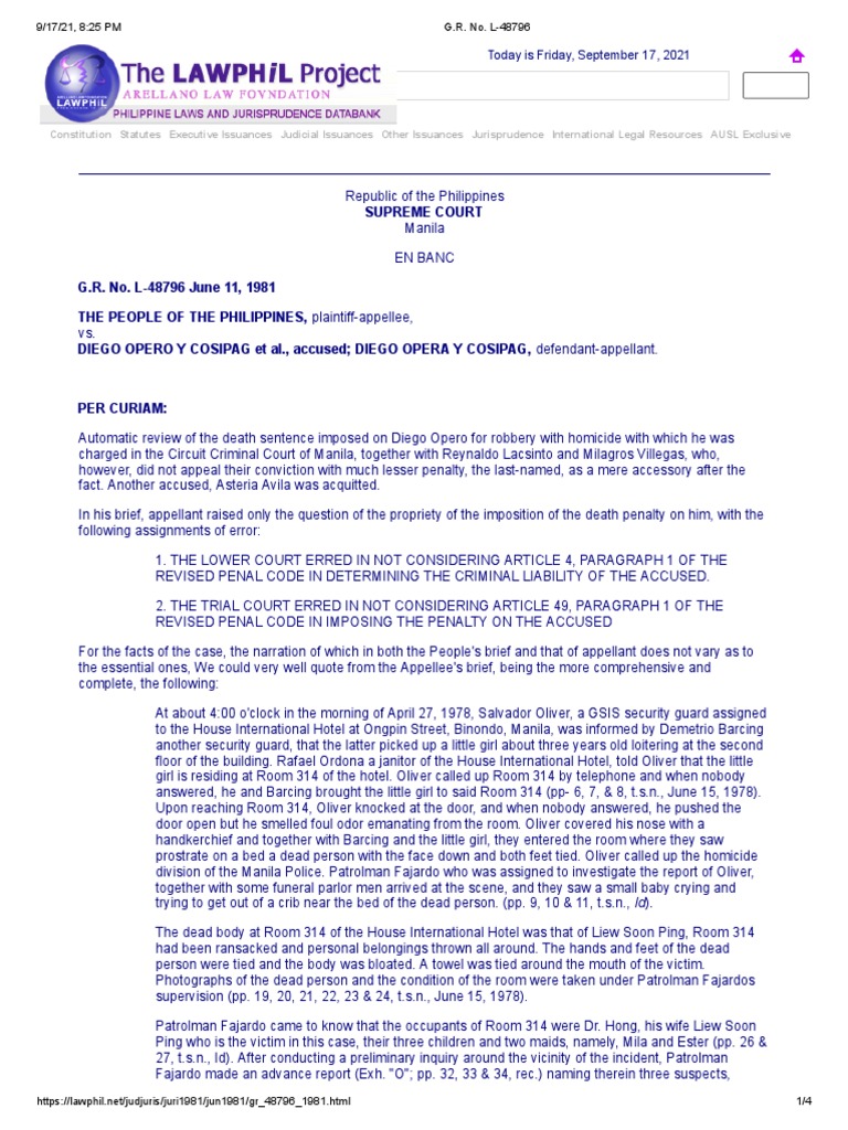 A Detailed Summary of the Facts and Evidence in the People v. Diego ...