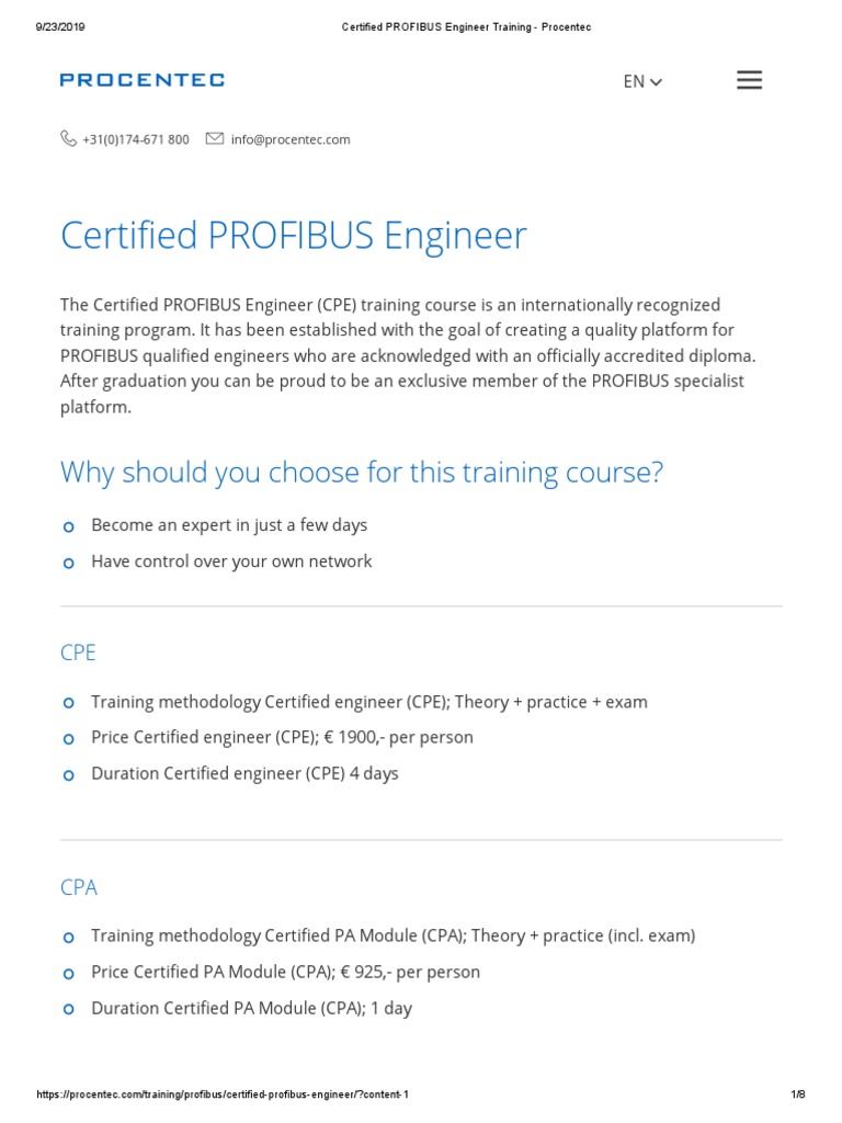 Certified PROFIBUS Engineer Training | PDF | Certified Public Accountant | Engineer