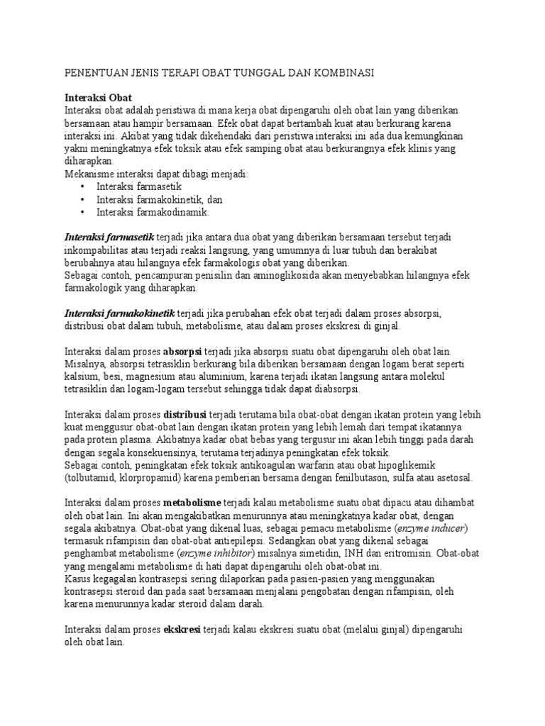 Penentuan Jenis Terapi Obat Tunggal Dan Kombinasi | PDF | Pengembangan Diri