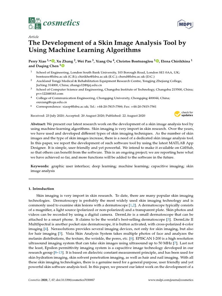 Cosmetics: The Development of A Skin Image Analysis Tool by Using ...