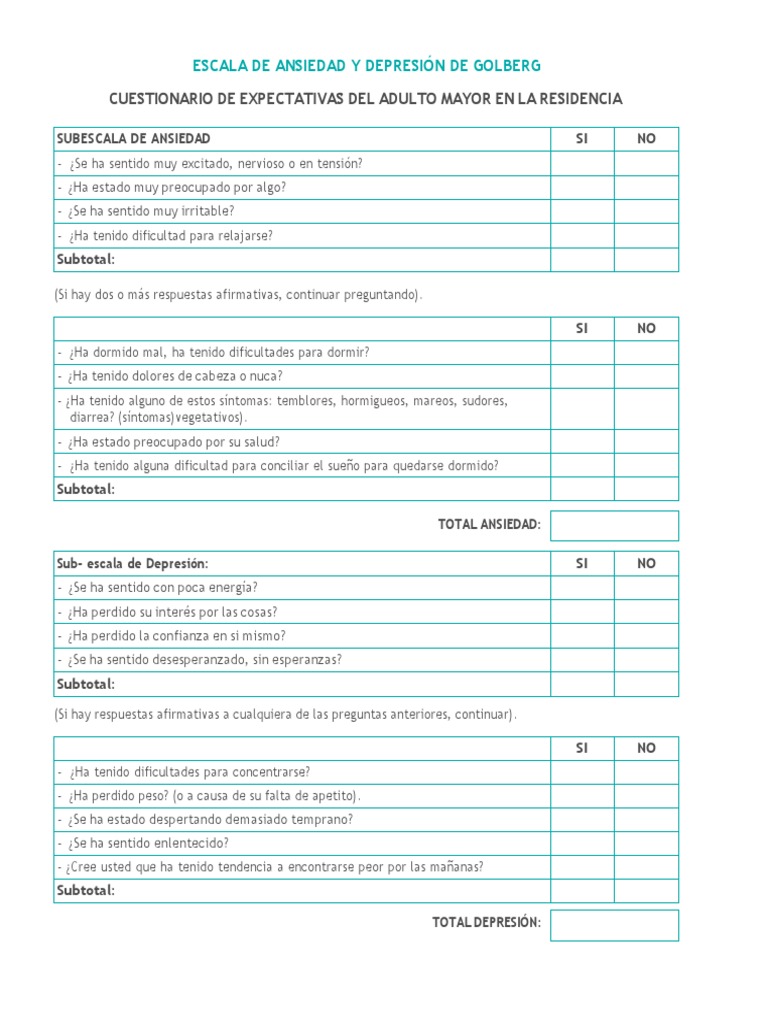 Escala Goldberg | PDF | Salud y bienestar | Estilo de vida