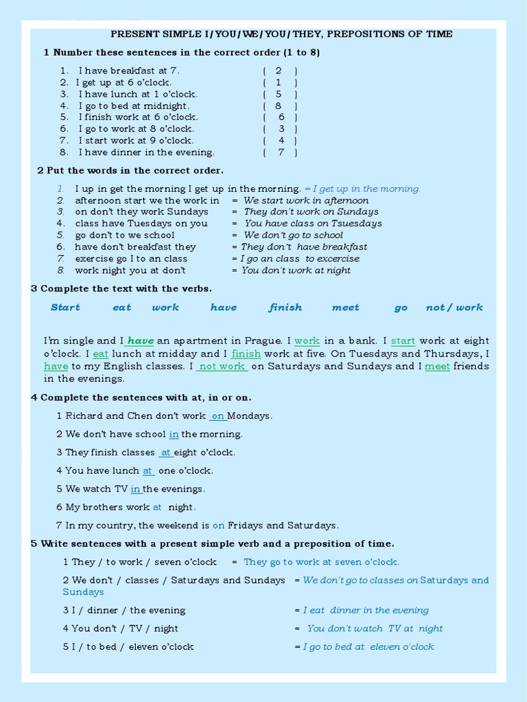 Homework Present Simple | PDF | Linguistics | Grammar