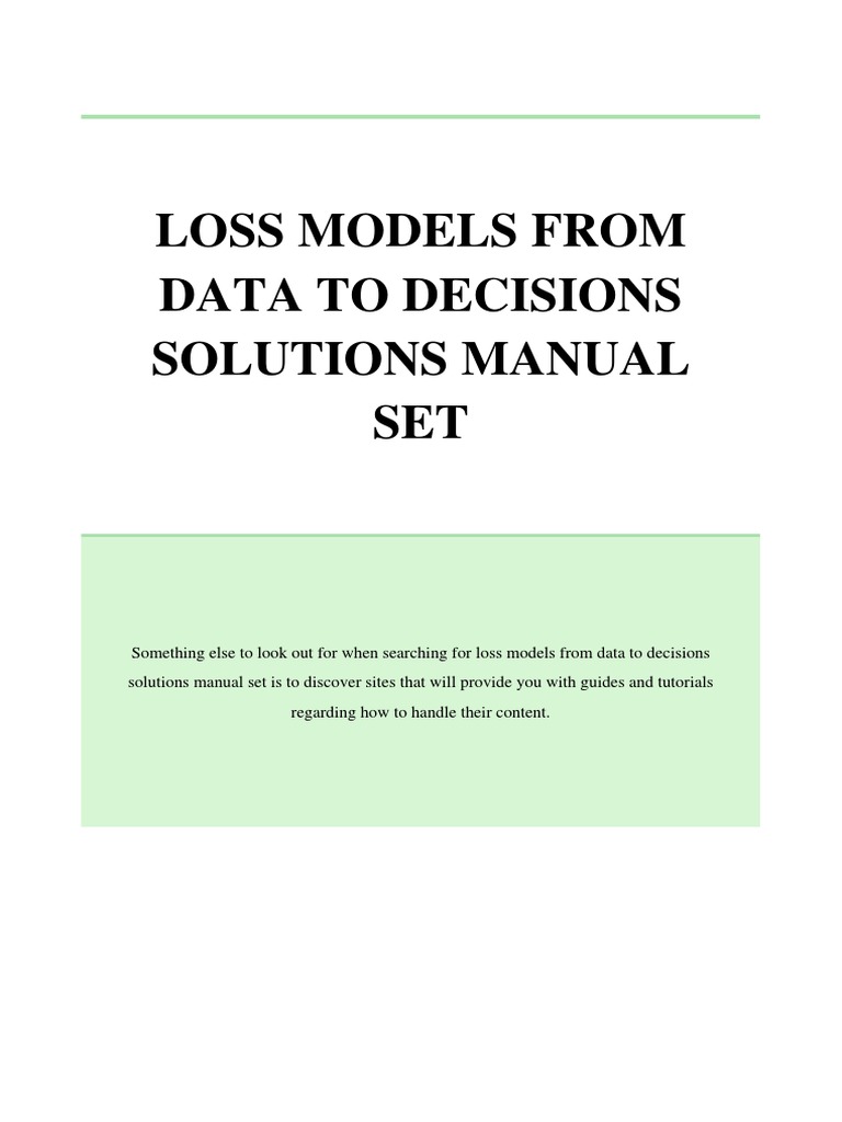 Loss Models From Data To Decisions Solutions Manual SET | PDF ...