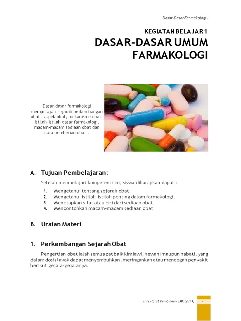 Dasar-Dasar Umum Farmakologi | PDF