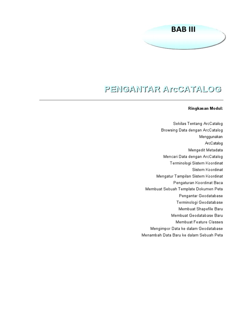 BAB 03 PENGANTAR ArcCATALOG OK | PDF