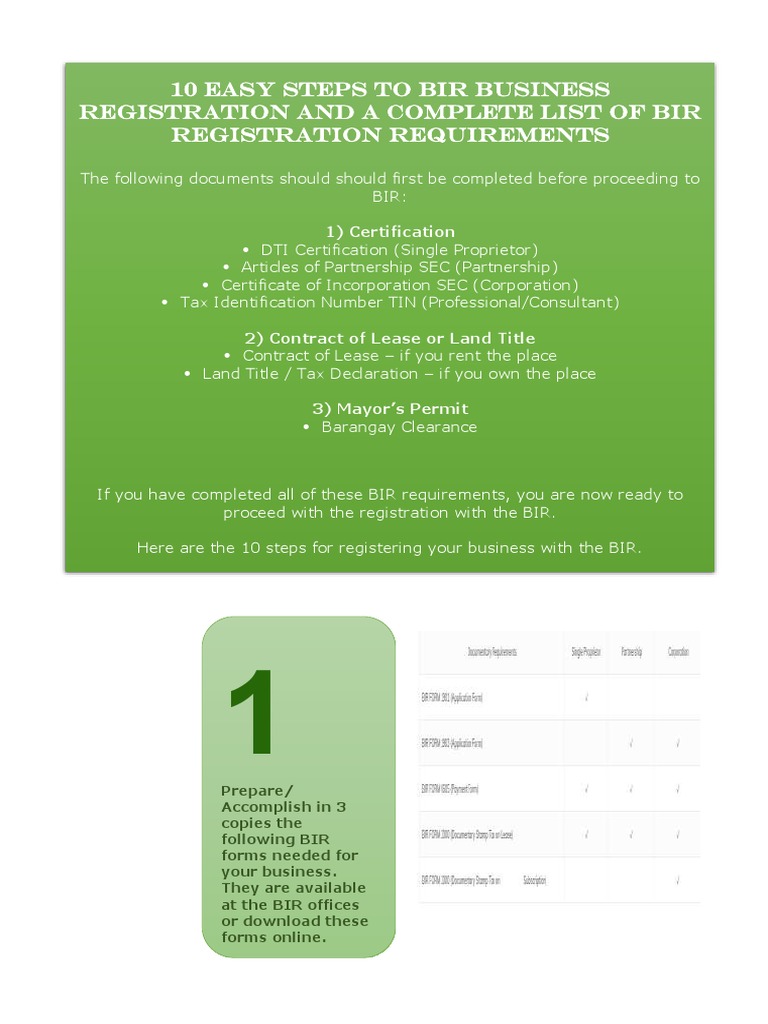 Steps To BIR Business Registration | PDF | Receipt | Value Added Tax