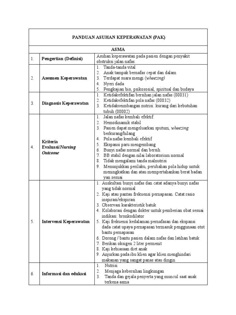 Panduan Asuhan Keperawatan Asma | PDF