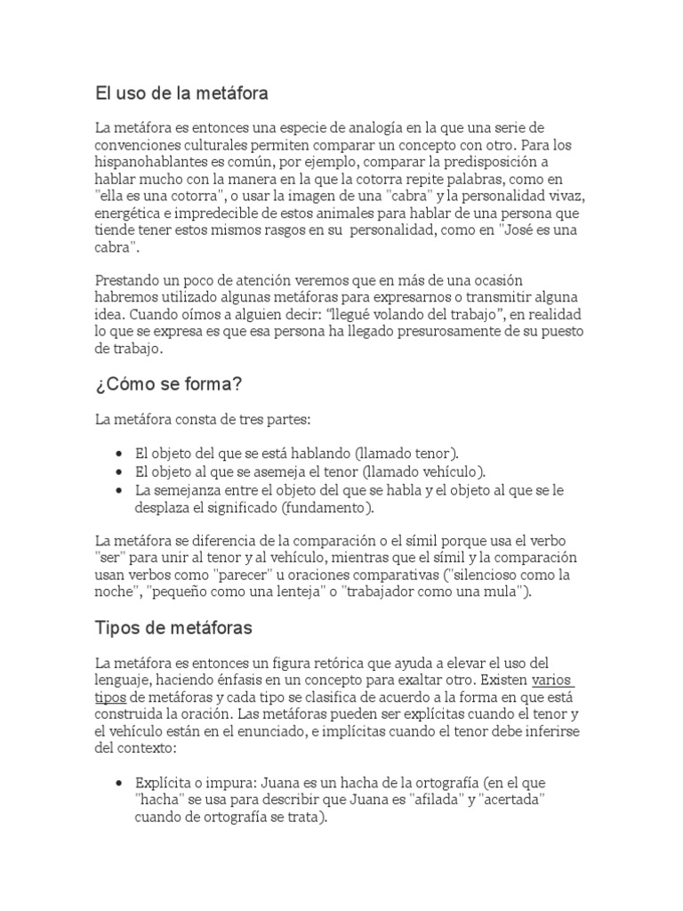 la metáfora | PDF | Metáfora | Lingüística