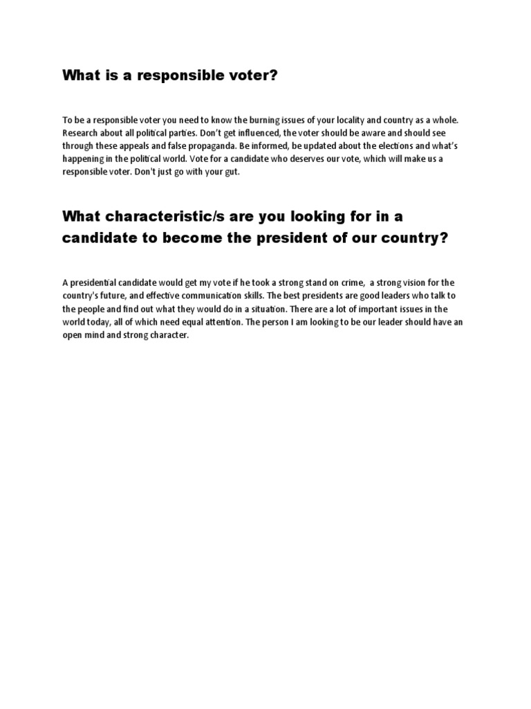What Is A Responsible Voter? | PDF