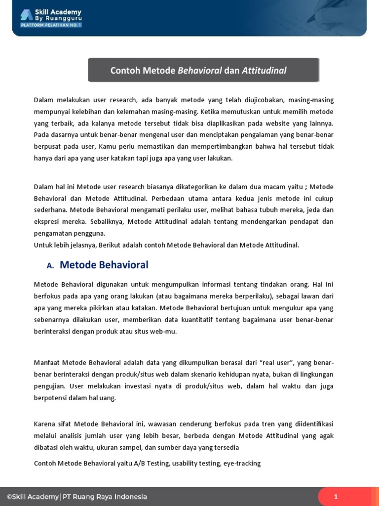 Contoh Metode Behavioral Dan Attitudinal | PDF