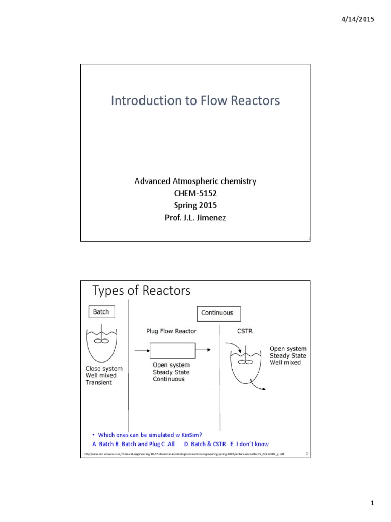 Overview of Flow Reactor Types | PDF | Chemical Reactor | Chemistry