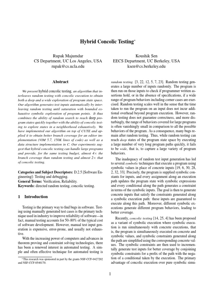 Concolic Testing Pdf Control Flow Algorithms