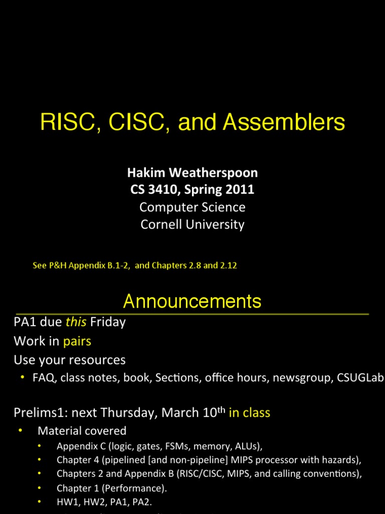 11 Risc Cisc and Assemblers W | PDF | Classes Of Computers | Computer Engineering