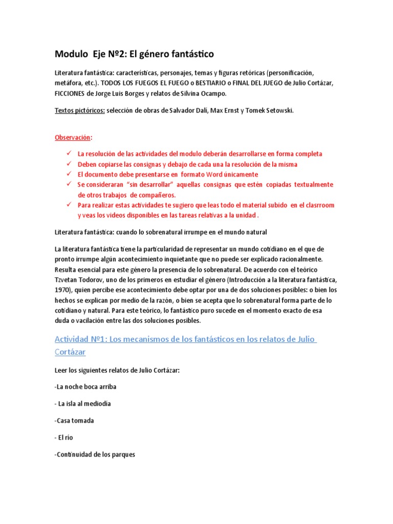 Modulo Eje Nº2 Genero Fantastico | PDF | Fantasía | Literatura de fantasía