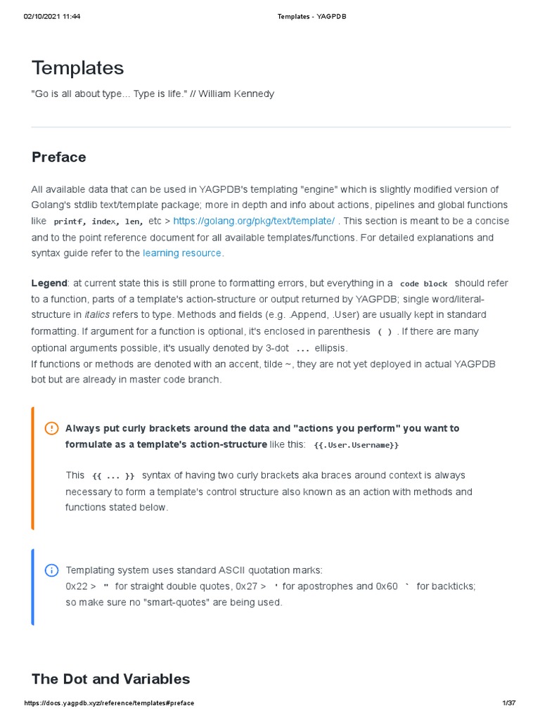 Templates - YAGPDB | PDF | Parameter (Computer Programming) | Bracket