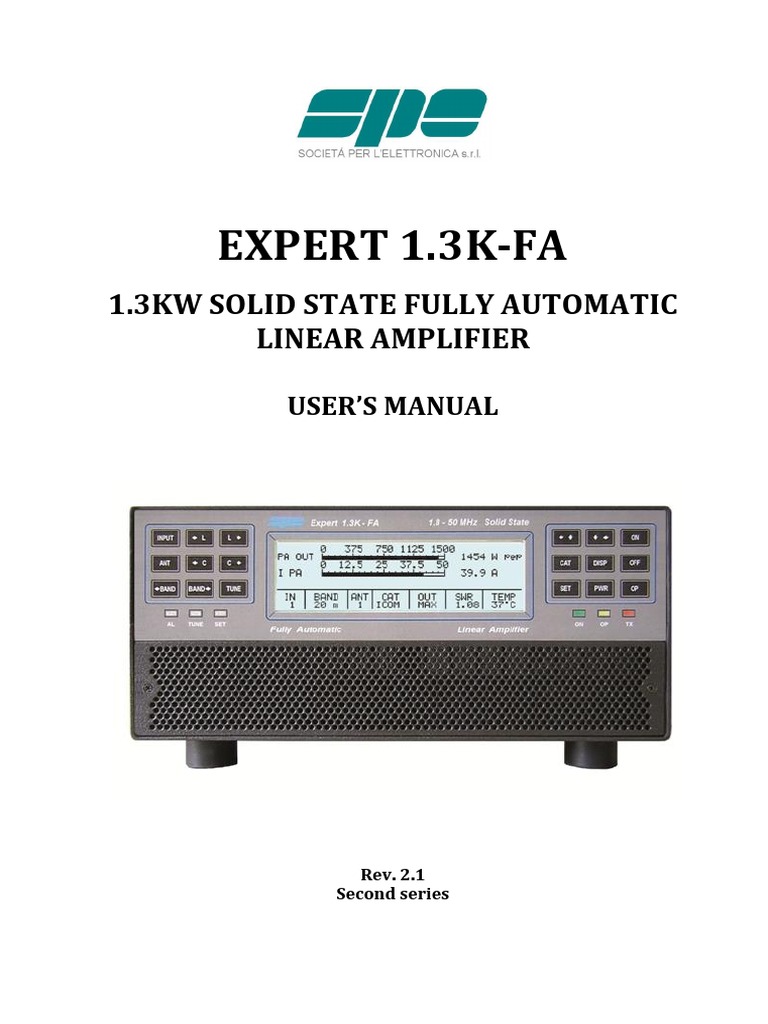 User Manual EXPERT 1 3K-FA-EN-rev 2 1 Second Series | PDF | Amplifier ...
