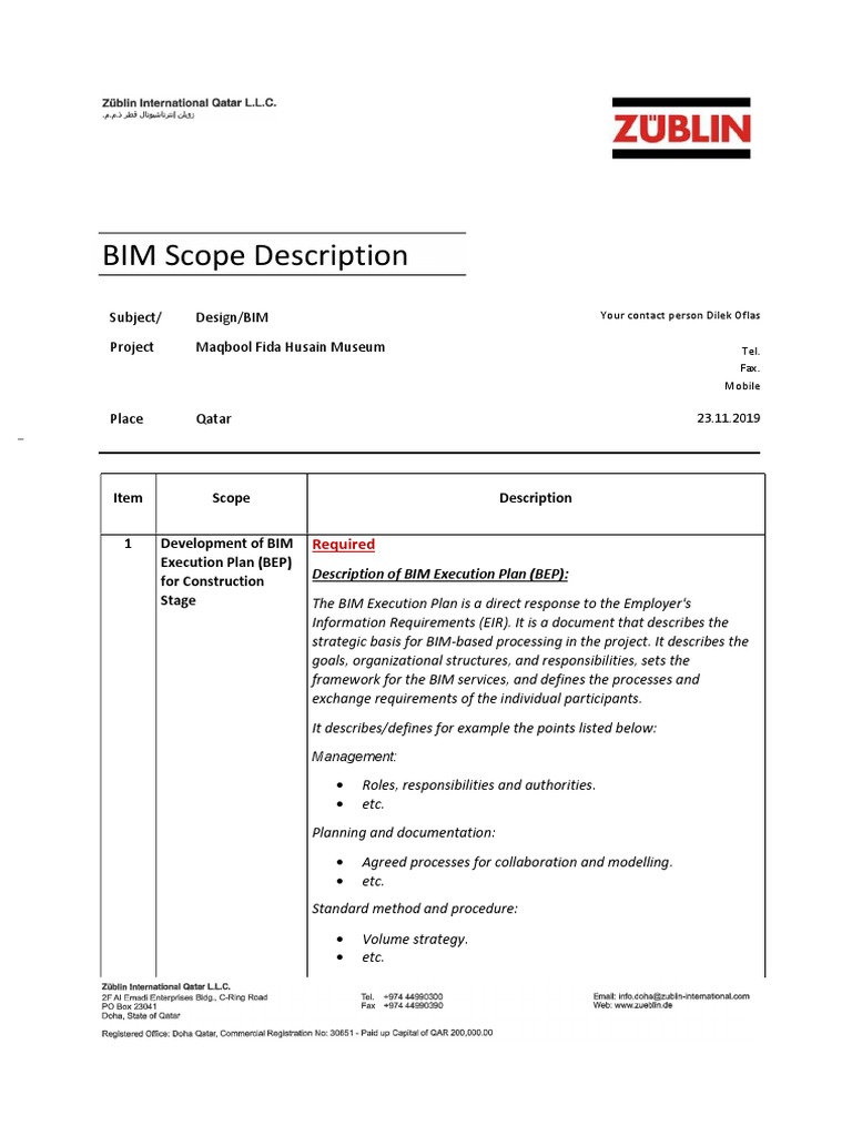 BIM Scope Description MFHM | PDF | Building Information Modeling ...