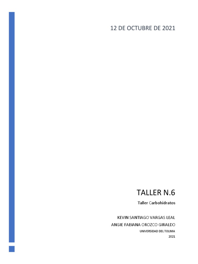Taller N.6 Carbohidratos | PDF | Carbohidratos | Polisacárido