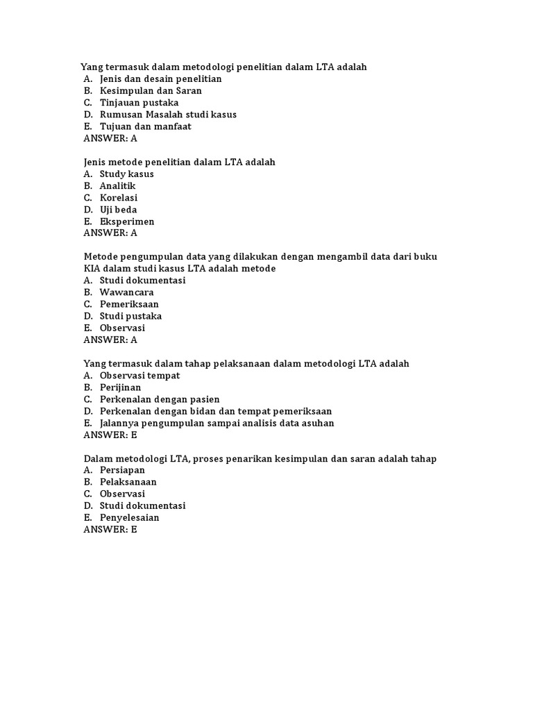 Soal Metopen LTA Melisa 5 | PDF