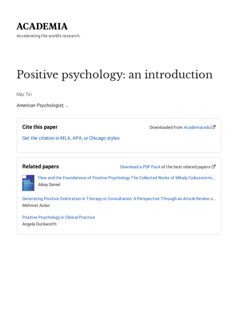 Positive - Psychology - Intro With Cover Page v2 | PDF | Psychology ...