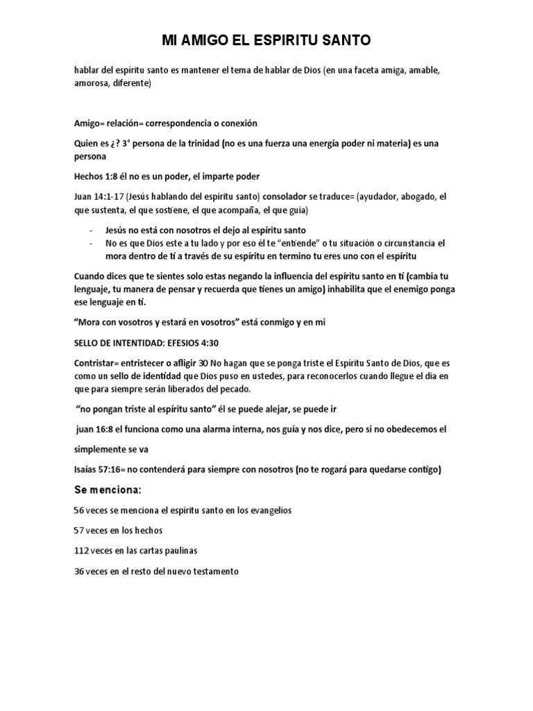 Mi Amigo El Espiritu Santo | PDF | espíritu Santo | Dios
