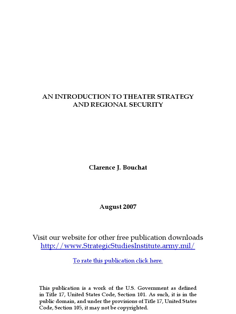 An Introduction To Theater Strategy and Regional Security Pub777 | PDF ...
