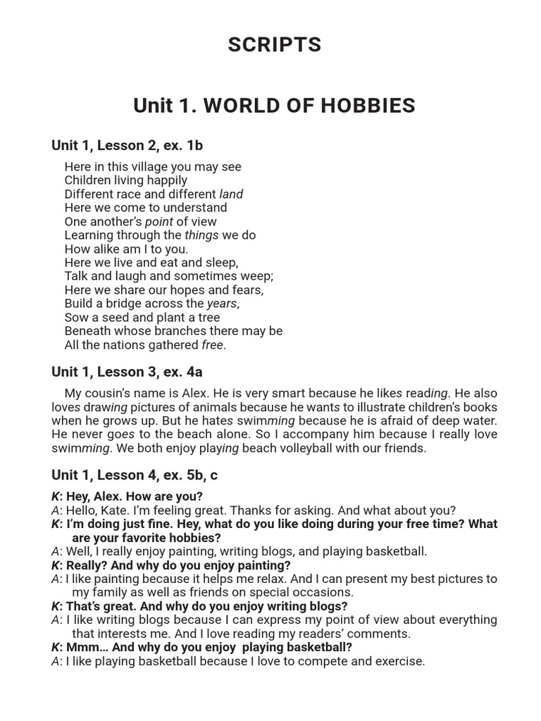 Unit 1. Tapescripts | PDF