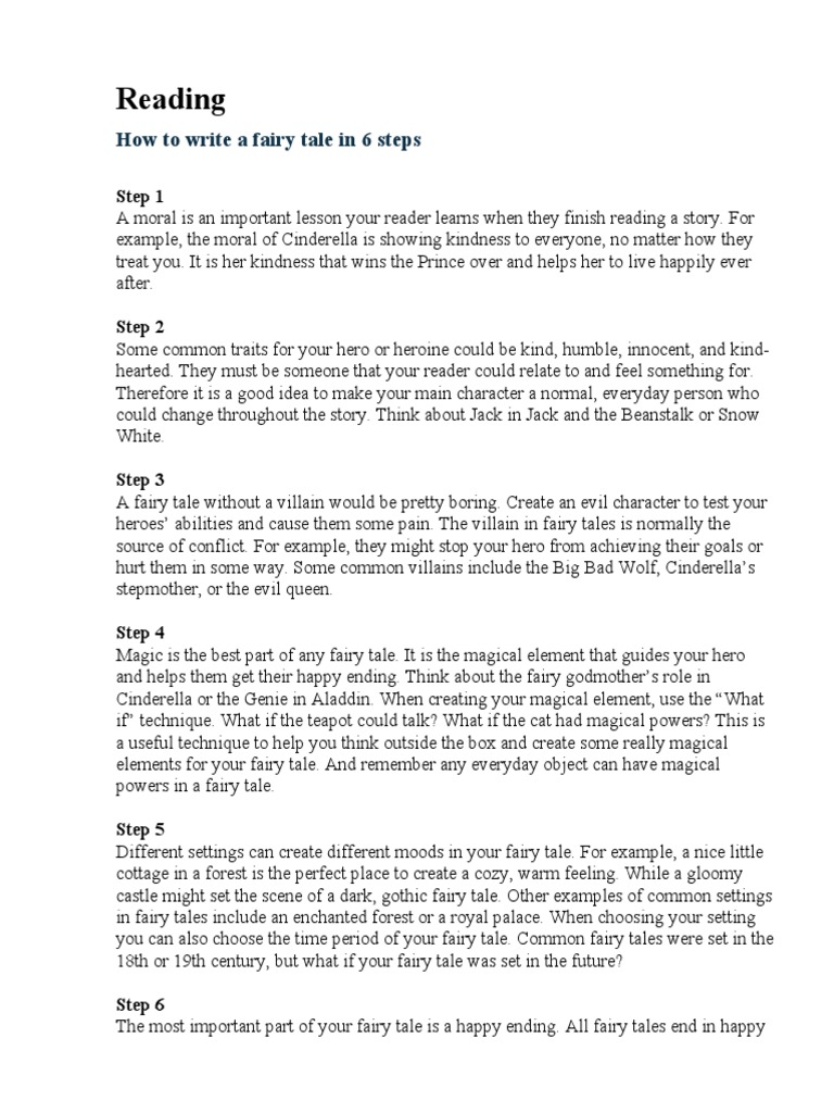 Reading: How To Write A Fairy Tale in 6 Steps | PDF | Fairy Tales | Hero