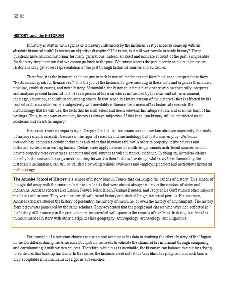 GE2 - LESSON 3 History and The Historian | PDF | Cognition | Academia