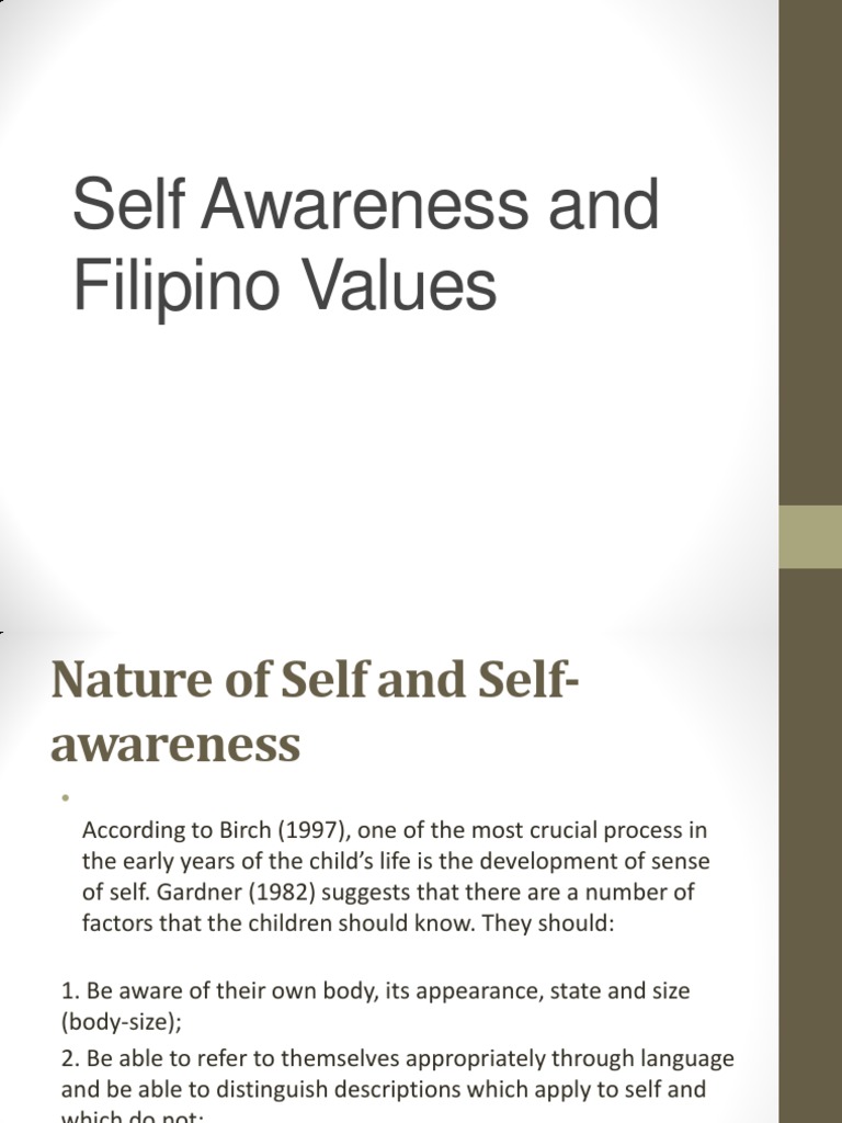 Self Awareness and Filipino Values | PDF | Self Awareness | Awareness