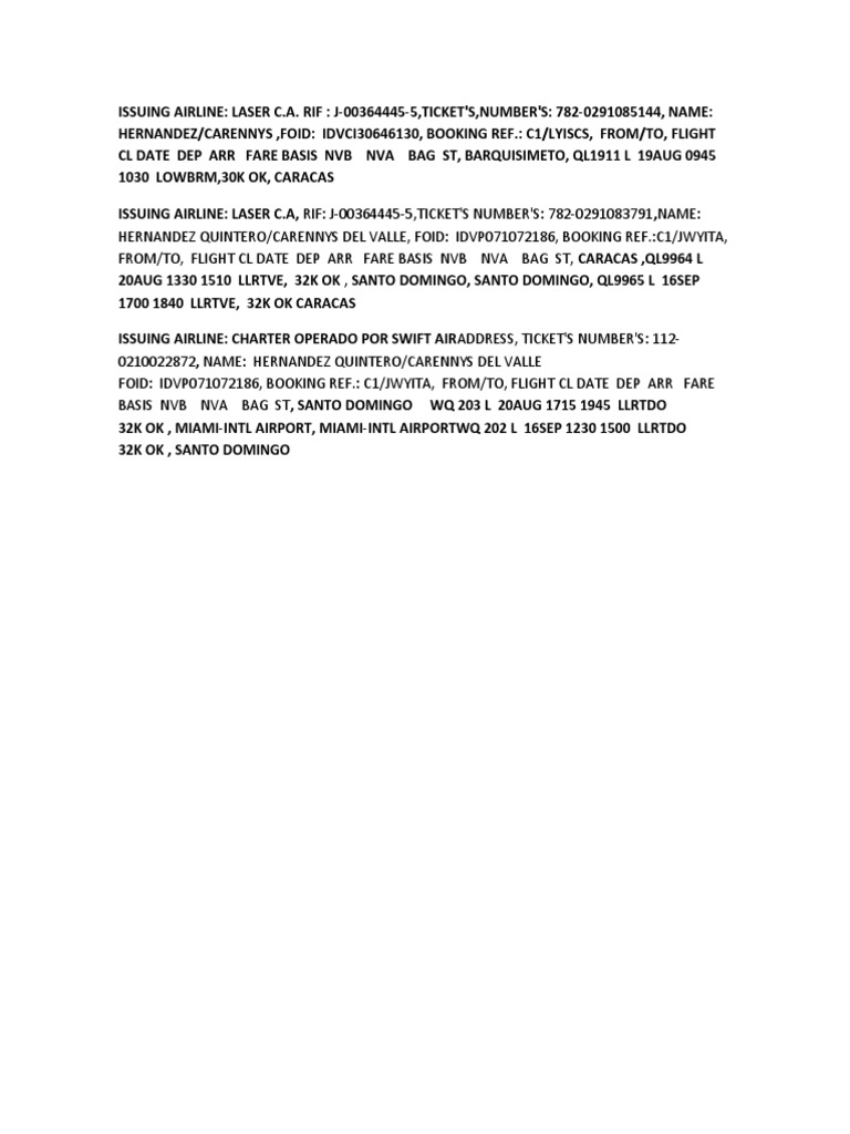 Airline Ticket Issuance Details | PDF