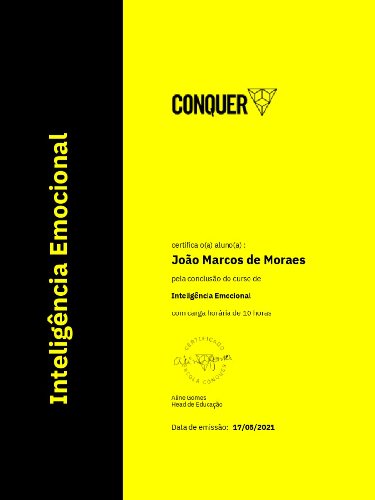 Certificado Conquer Inteligência Emocional | PDF | Carreira e Crescimento