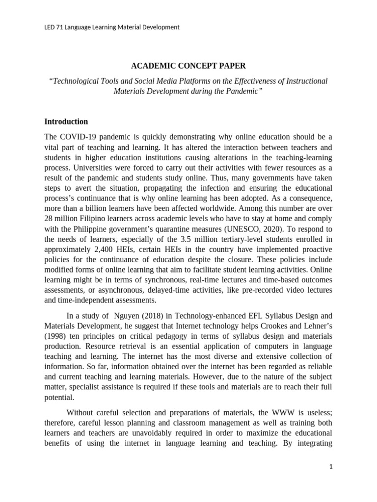 Concept Paper (Revised) | PDF | Educational Technology | Teachers