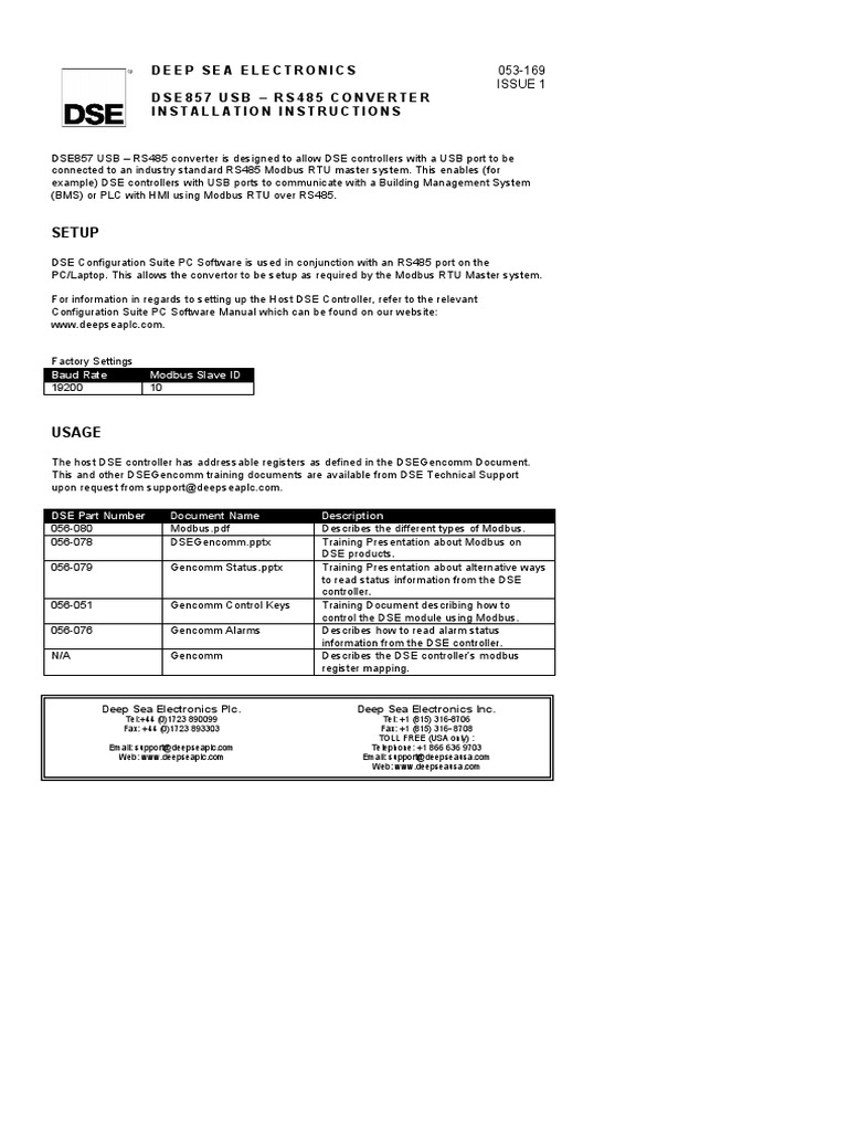DSE857 Installation Instructions | PDF | Usb | Personal Computers