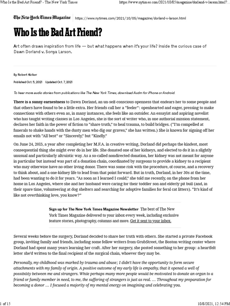 Who Is The Bad Art Friend - The New York Times | PDF | Plagiarism ...