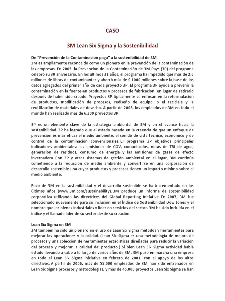 3M's Lean Six Sigma and Sustainability: Driving Innovation through ...