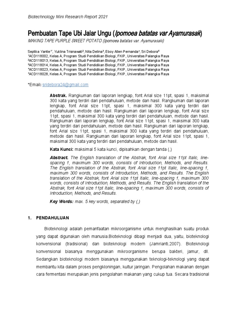 Laporan Prak Pembuatan Tape Ubi Jalar Ungu Kel.3 | PDF