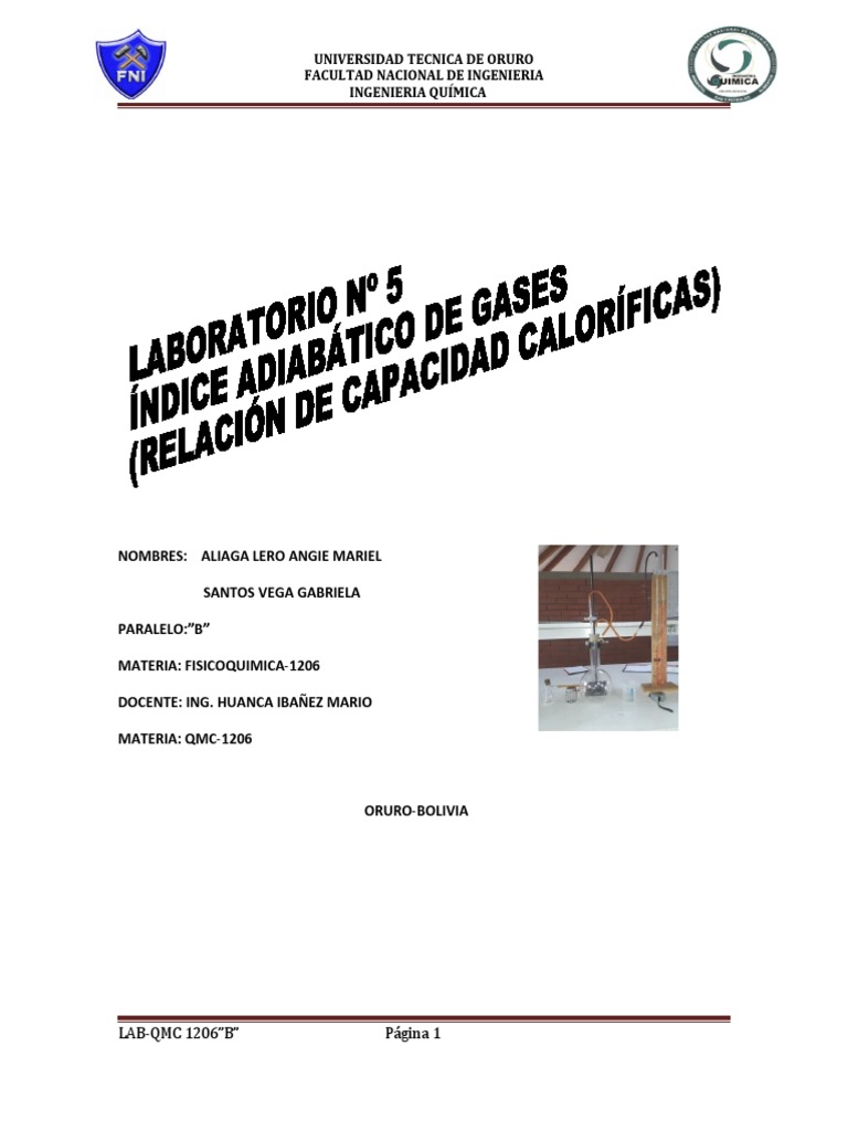 Índice Adiabático De Gases Pdf Mecánica Física