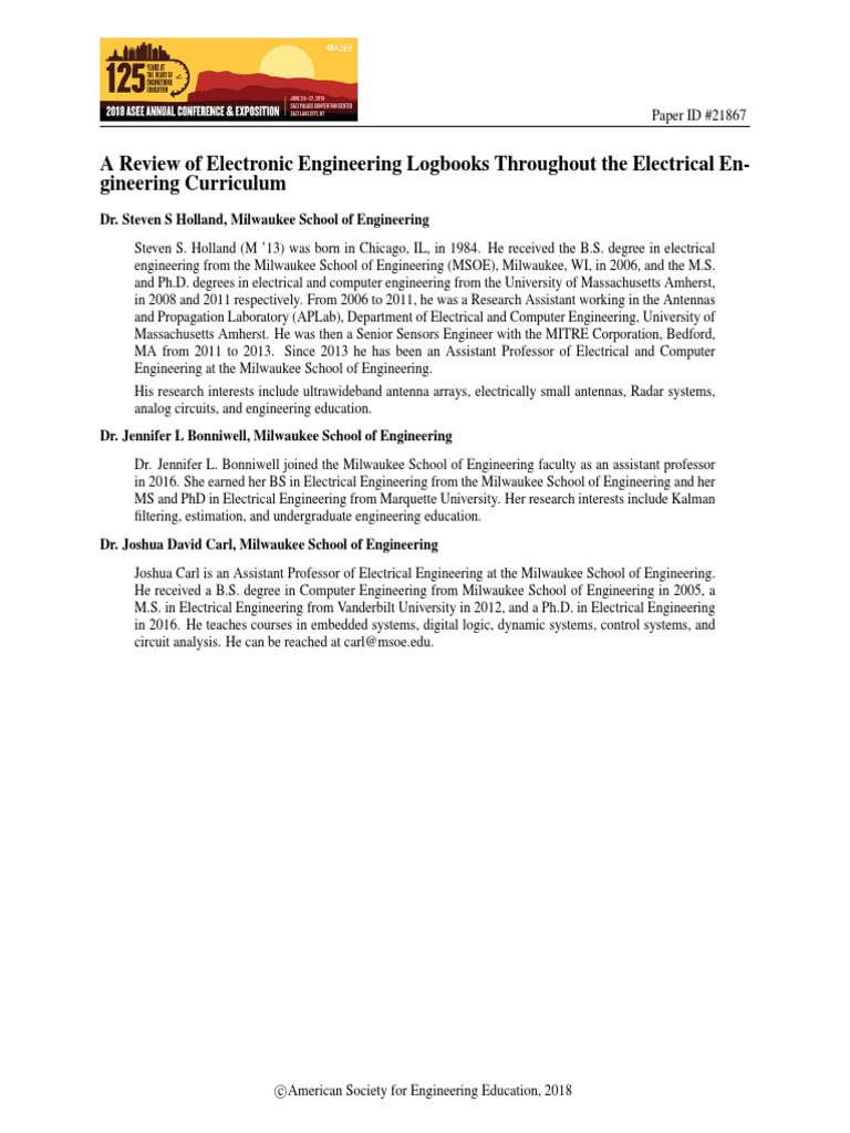 A Review of Electronic Engineering Logbooks Throughout The Electrical ...