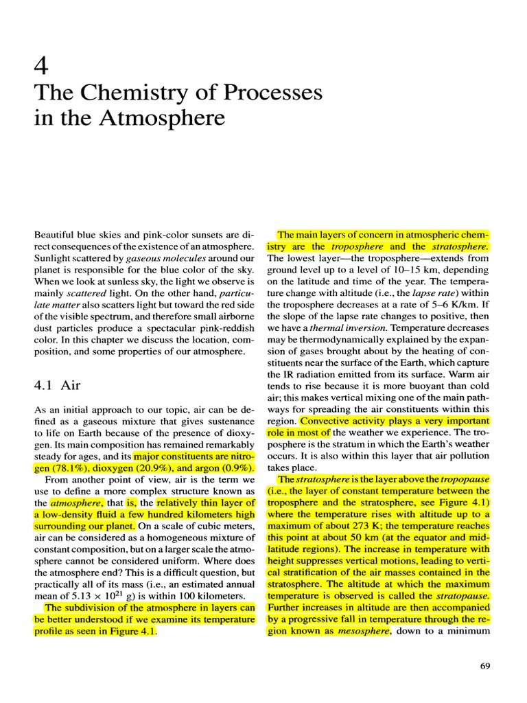 Atmospheric Chemistry Explained | PDF | Atmosphere Of Earth | Atmosphere