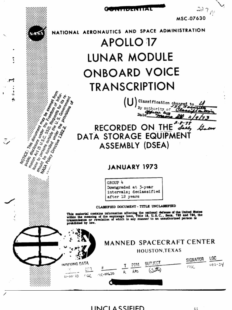Apollo 17 Lunar Module Onboard Voice Transcription | PDF | Apollo ...