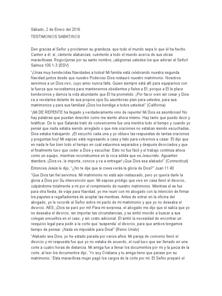 Testimonios 2 | PDF | Oración | Pecado