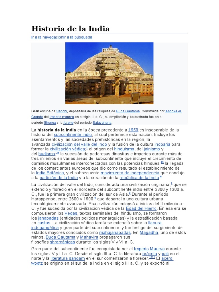 Historia de la India: Un Resumen Completo | PDF | Asia del Sur