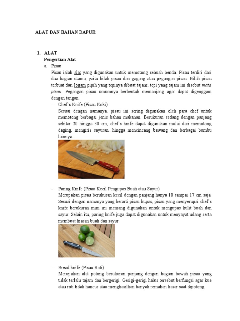 Alat Dan Bahan Dapur | PDF