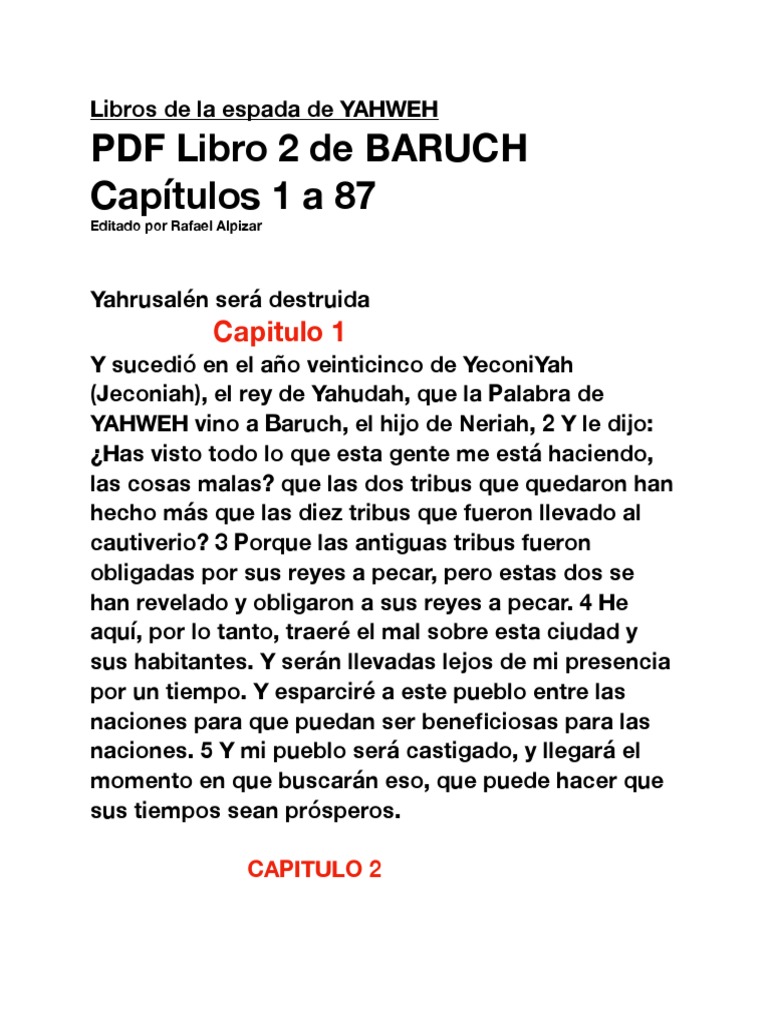 Libro 2 de Baruch: Capítulos 1-87 PDF | PDF | Oración | Perdón